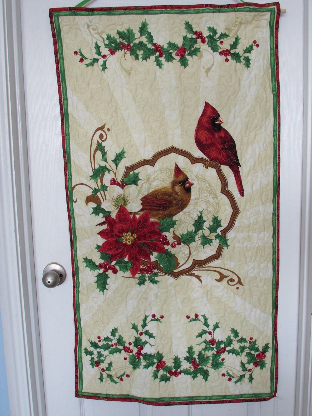 CHRISTMAS CARDINALS Quilted Wall Hanging by ApplePieQuilts