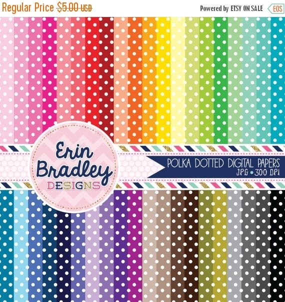 SALE Polka Dotted Digital Paper Pack Bundle by ErinBradleyDesigns