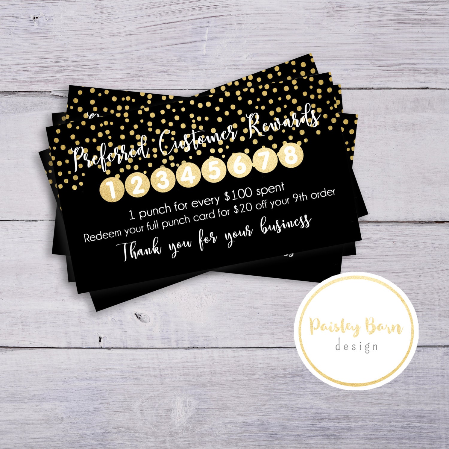 PC Loyalty Punch Cards Skincare Business Marketing