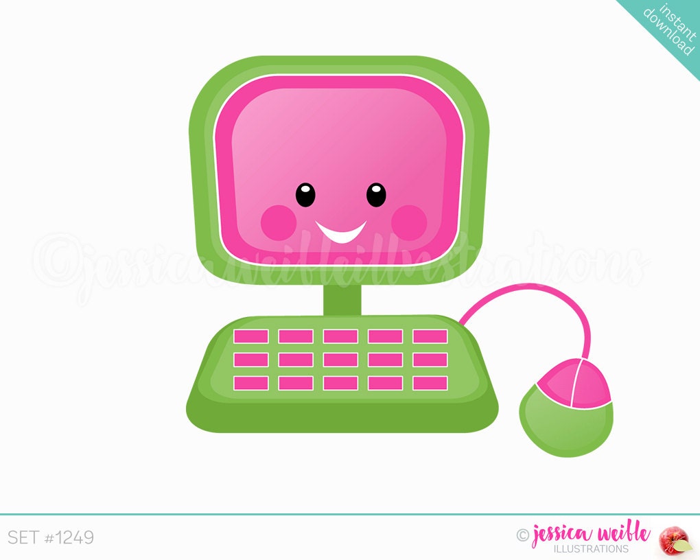 Instant Download Cutie Computer Cute Digital Clipart Computer