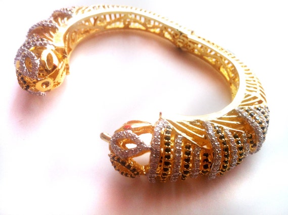 Turkish Bangle BraceletGold fine crystal JewelryStatement