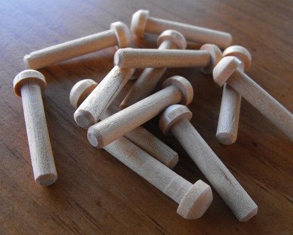 20 Wood Peg Rounded Flat Top Pegs Wood Craft Supplies