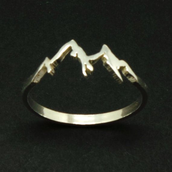 Sterling Silver Mountain Range Ring Nature Motivation