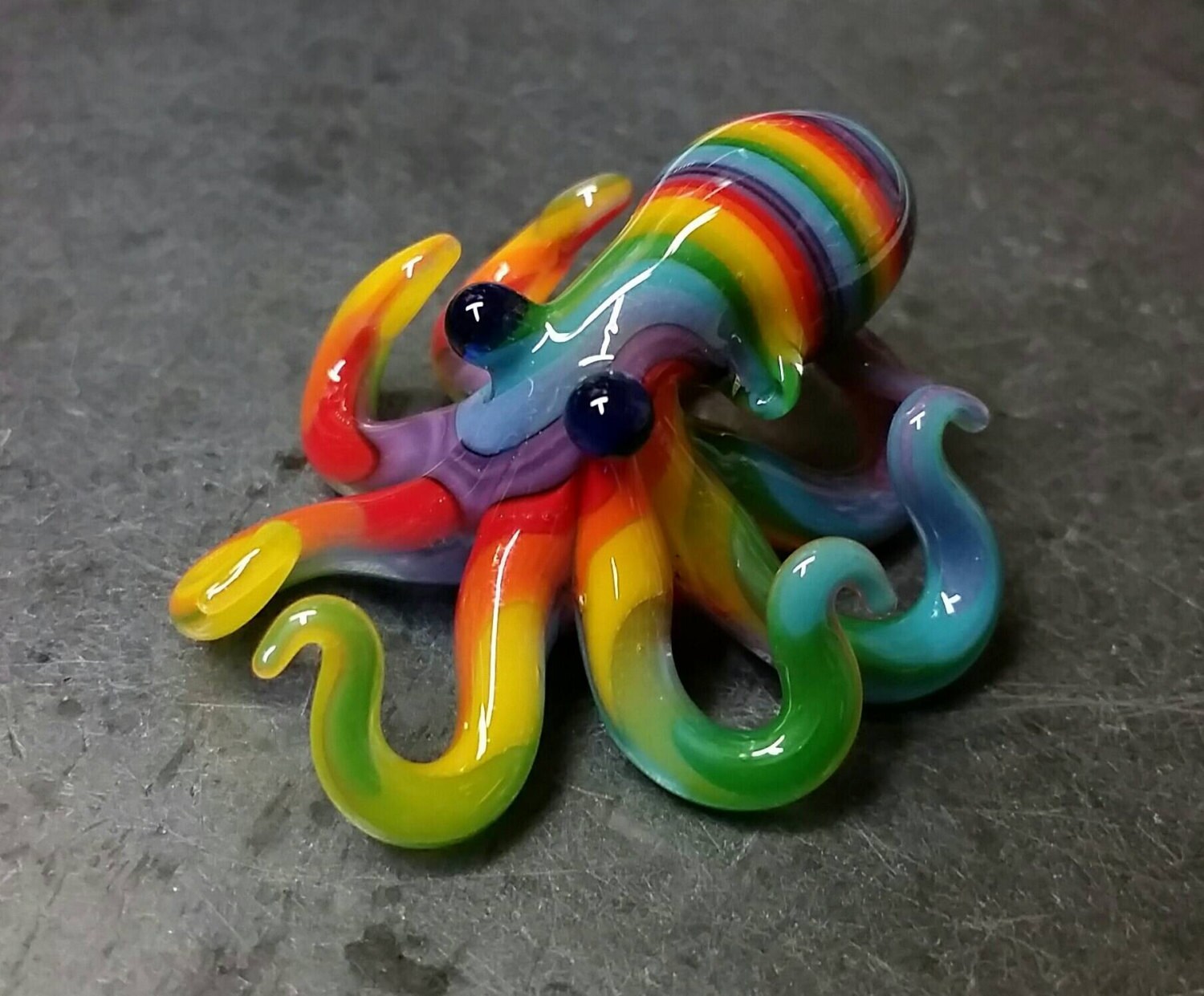 Rainbow Striped Octopus Pendant by EmergentGlassworks on Etsy