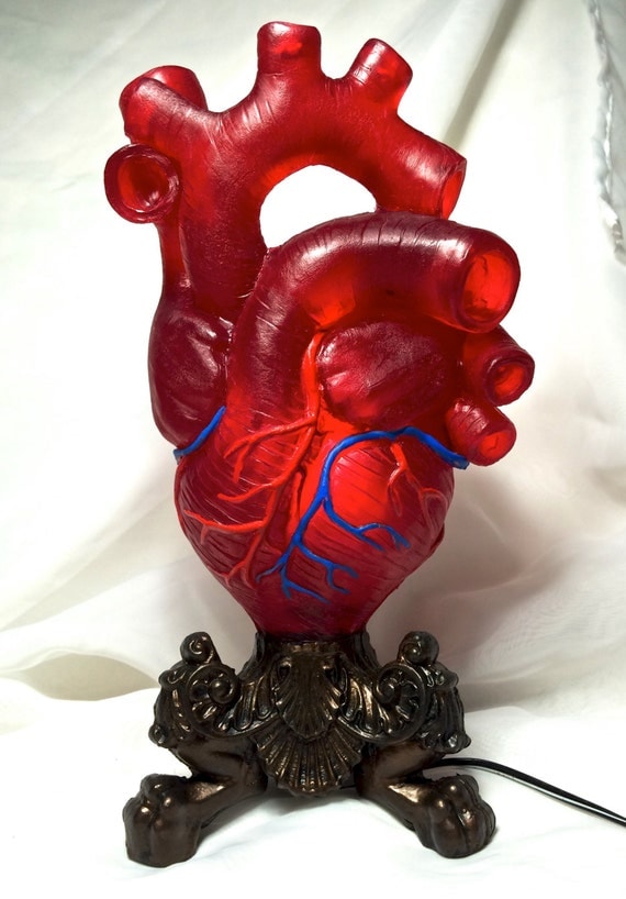 Anatomical Human Heart Lamp with LED Light Feature