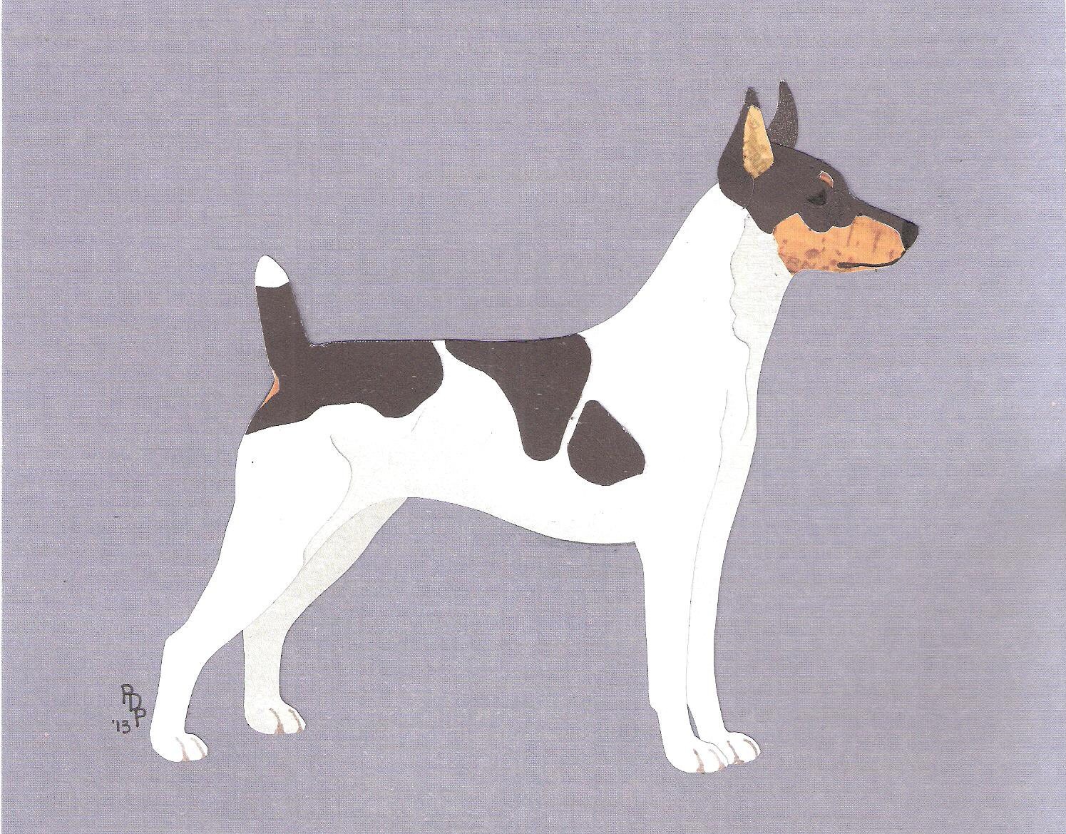 Rat Terrier handmade original one-of-a-kind art paper collage