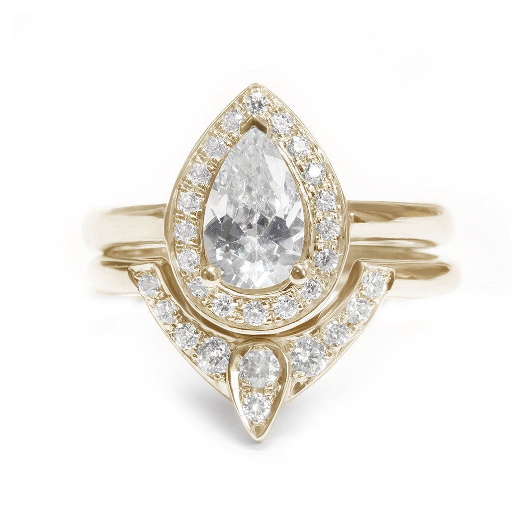 Pear Shaped Diamond Engagement Ring with by SillyShinyDiamonds