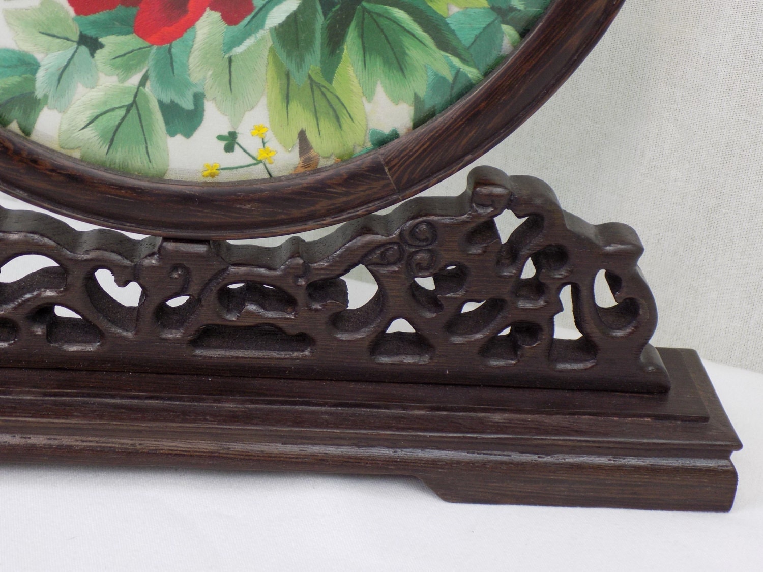 Vintage Chinese Suzhou Embroidery Silk Double Sided Roses