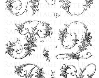 FRENCH ALPHABET STENCIL Large Letter F Monogram Initial