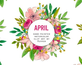 Digital Watercolor Flowers Clipart Set Phyllis by PepperStudio