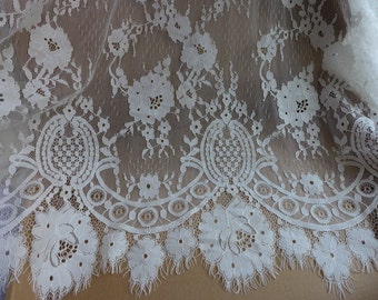 Lace Trim Bridal Fabric Chiffon Wedding Beaded by prettylaceshop