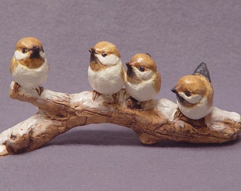 Handmade Ceramic Birds on a Branch Bird by TCChiuSculpture