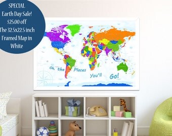 Kids World Map Oh the Places You'll Go Map Poster by Artalytics