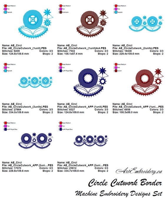 Circle Cutwork Applique Borders Set Embroidery Designs Set