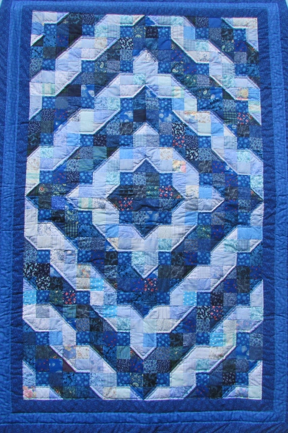 Split Nine Patch Throw Quilt by QuiltedTreasureCo on Etsy