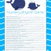 Whale Baby shower games nursery rhyme game Printable whale