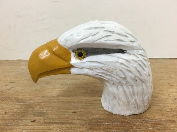 Hand Carved Wooden Bald Eagle Head For Cane or Walking Stick