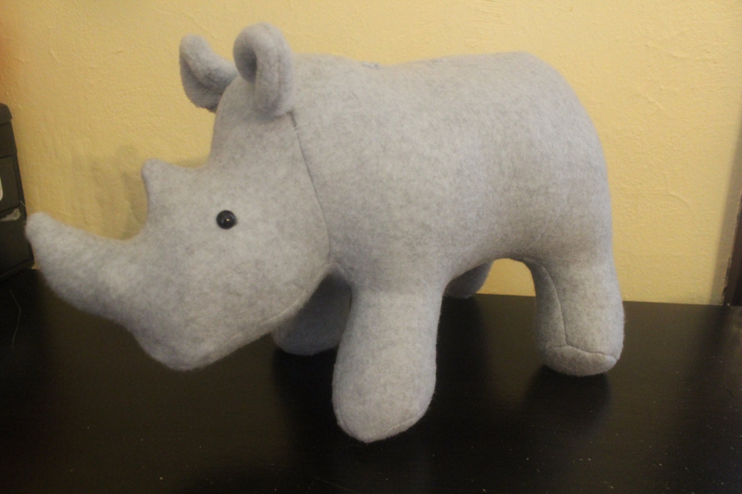 Grey fleece stuffed rhino plushie/safari animal