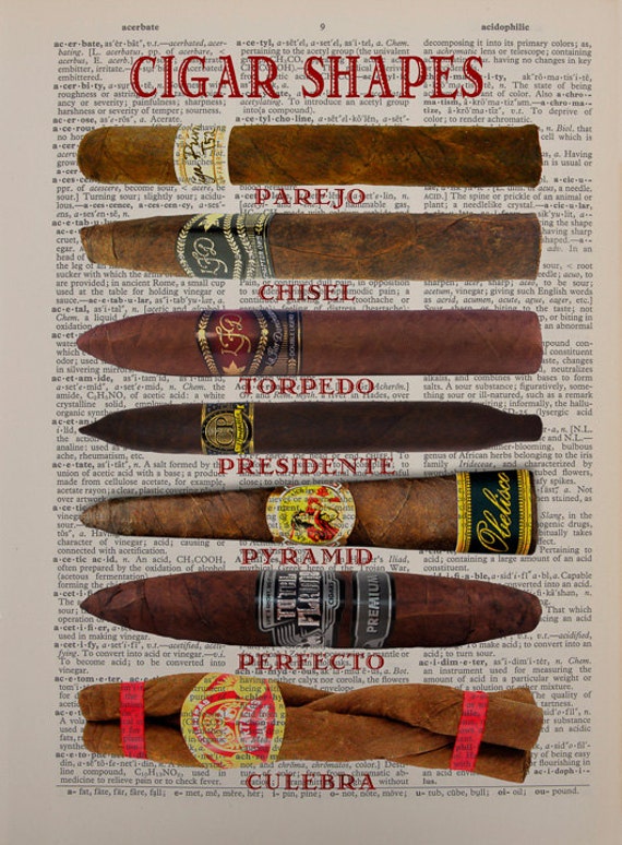 Cigar Shape Chart Dictionary Art Print Smoke Cigar Shape Art