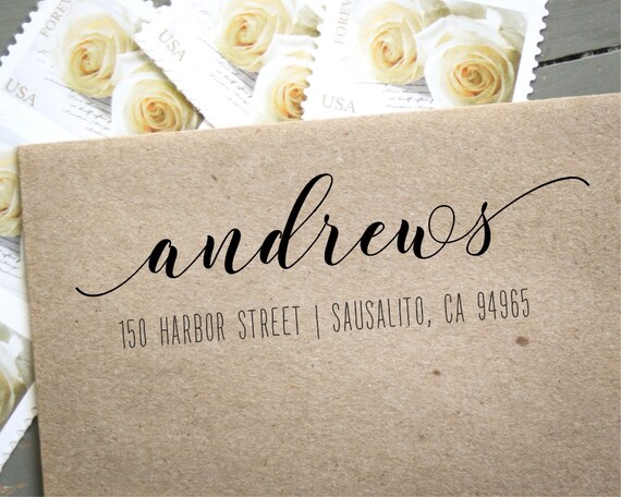 Calligraphy Address Stamp Self-Inking Return Address by InkMeThis