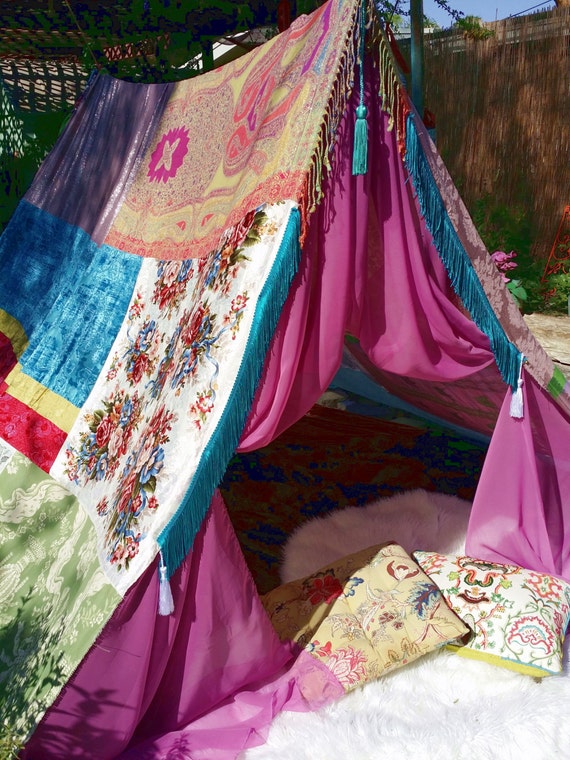Gypsy Wedding Tent silk hippy scarf hippie patchwork canopy