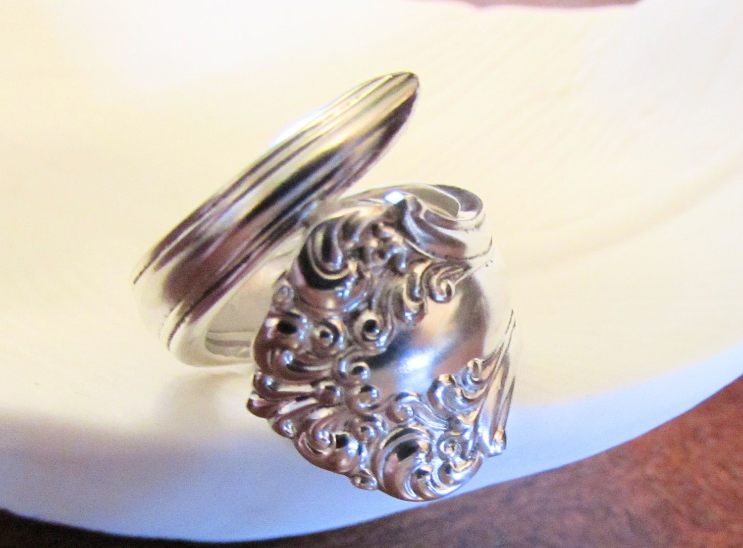 Spoon ring.Spriral Spoon ring made from a vintage pattern