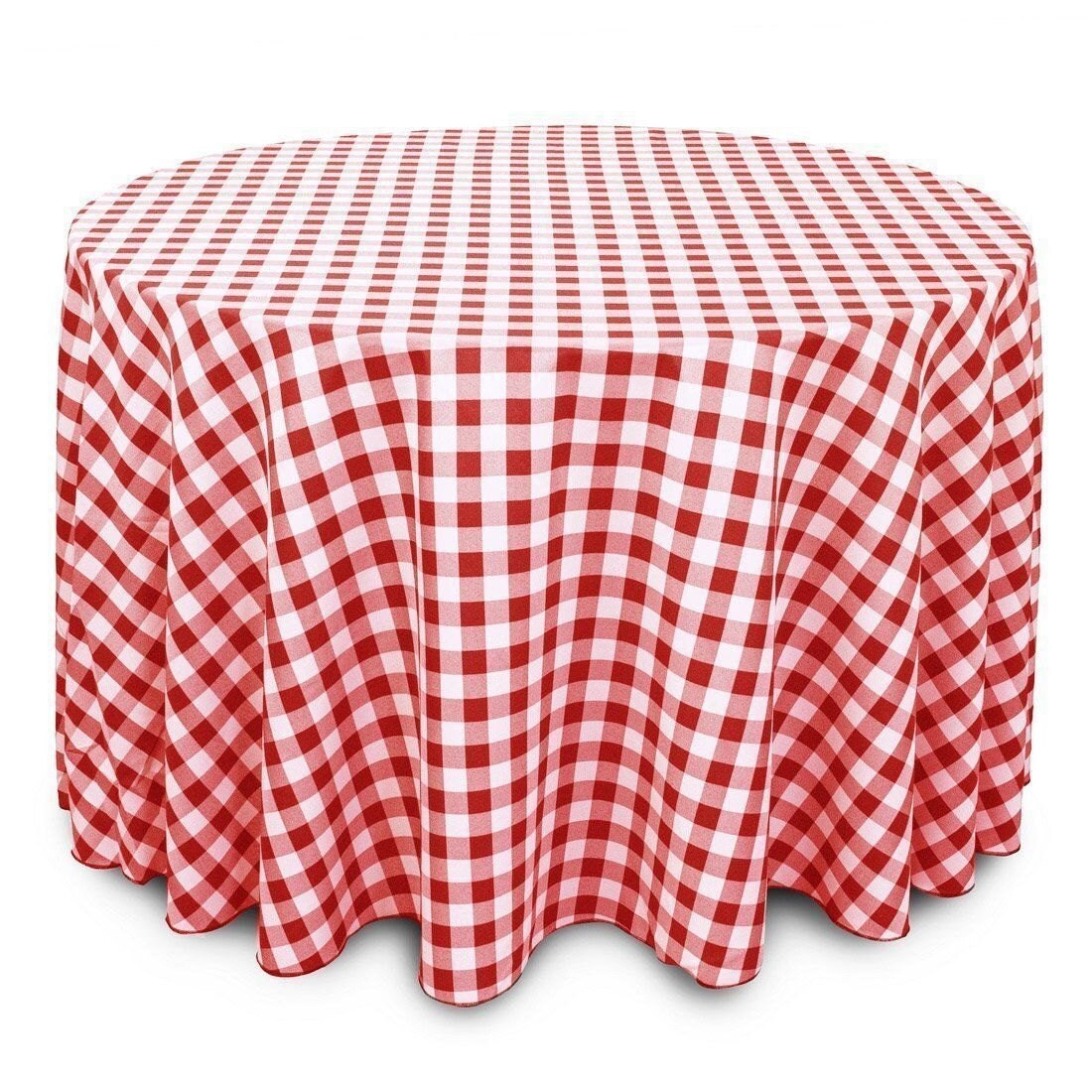 Red and White Checkered Gingham Polyester Tablecloth
