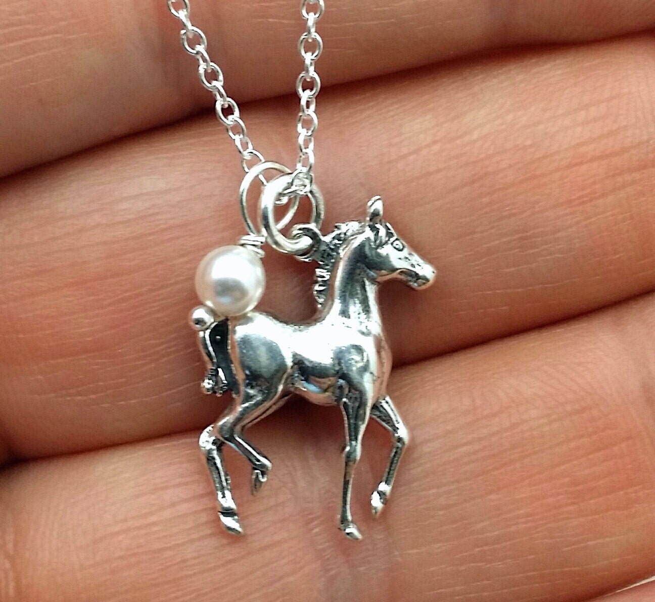 Pony necklace sterling silver horse necklace colt pendant