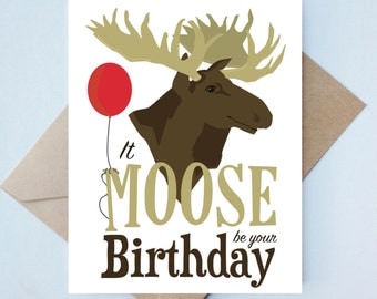 Moose greeting card | Etsy