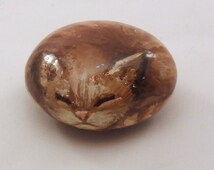 Unique painted rock cat related items | Etsy