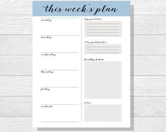 Daily Planner Printable Today's Plan by PurposefulPrintables