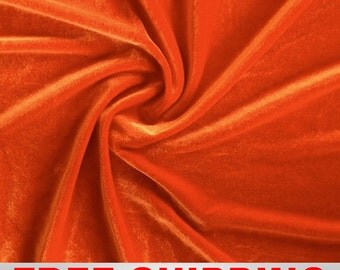 Orange velvet fabric | Etsy
