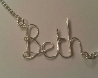 Unique wire name necklace related items | Etsy
