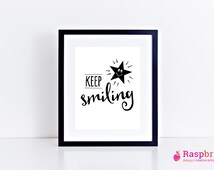 Unique keep smiling quote related items | Etsy