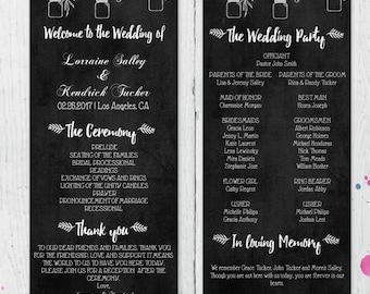 DIY Rustic Wedding Program Template Printable Editable PDF