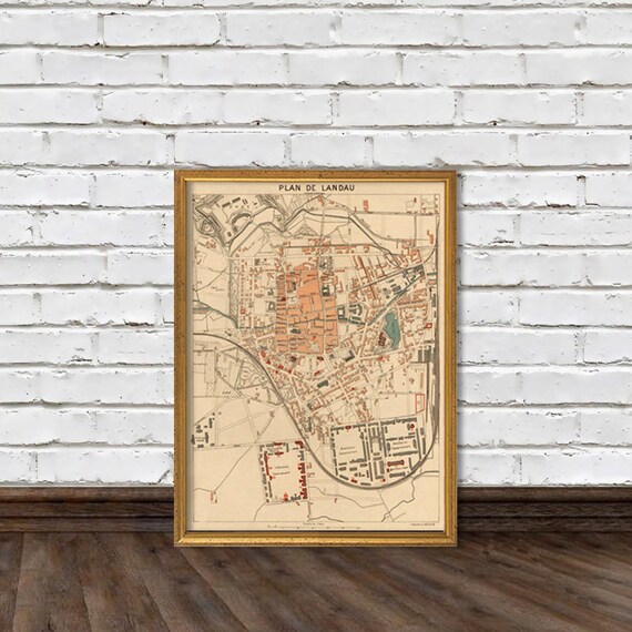 Landau map Old map of Landau fine giclee print Landau