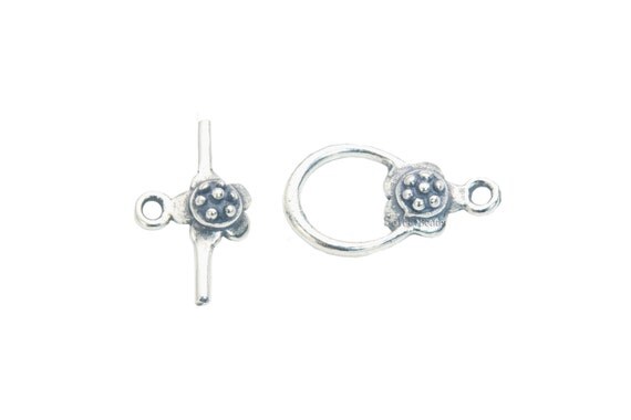 sterling silver clasp flower toggle clasp sterling silver