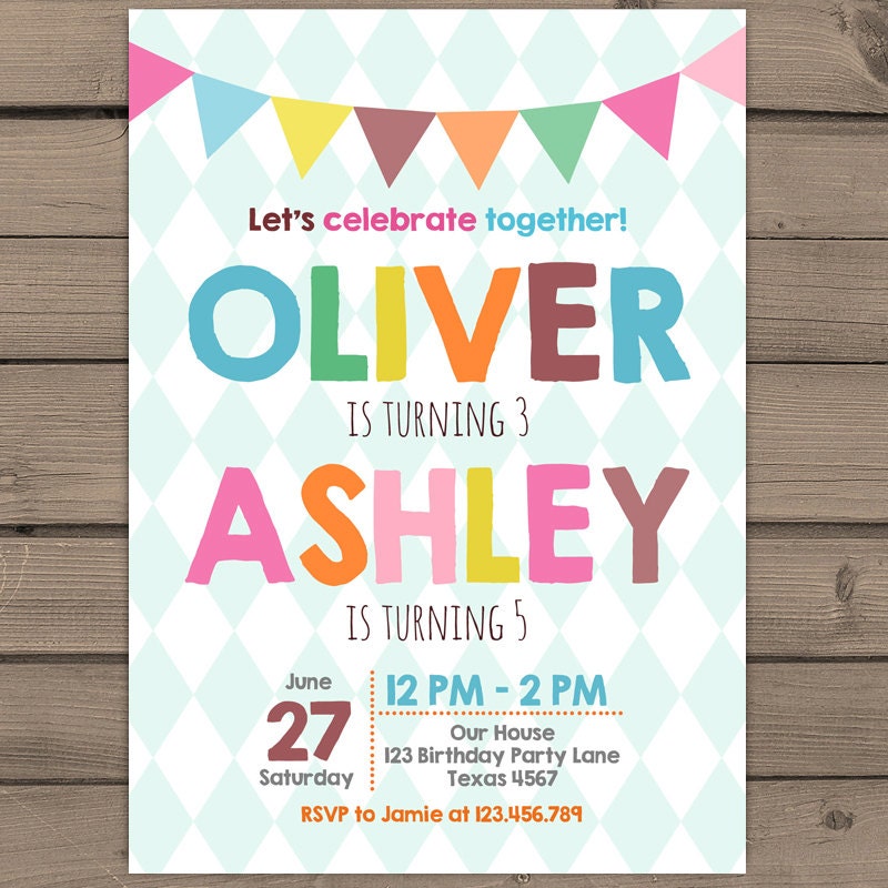 Joint Birthday Party Invitations Birthday Invitations Joint Party 