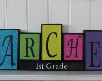 Unique letter block plaques related items | Etsy