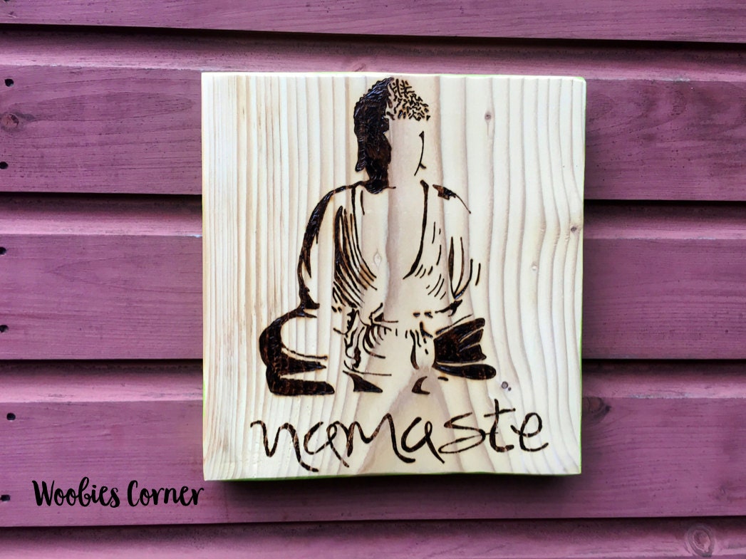 Namaste Namaste sign Namaste wood sign Buddha wall art