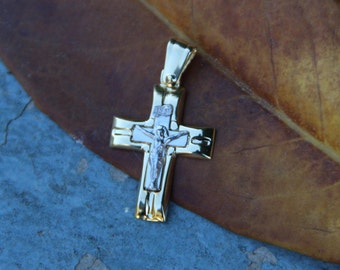 Mens 14k gold cross | Etsy