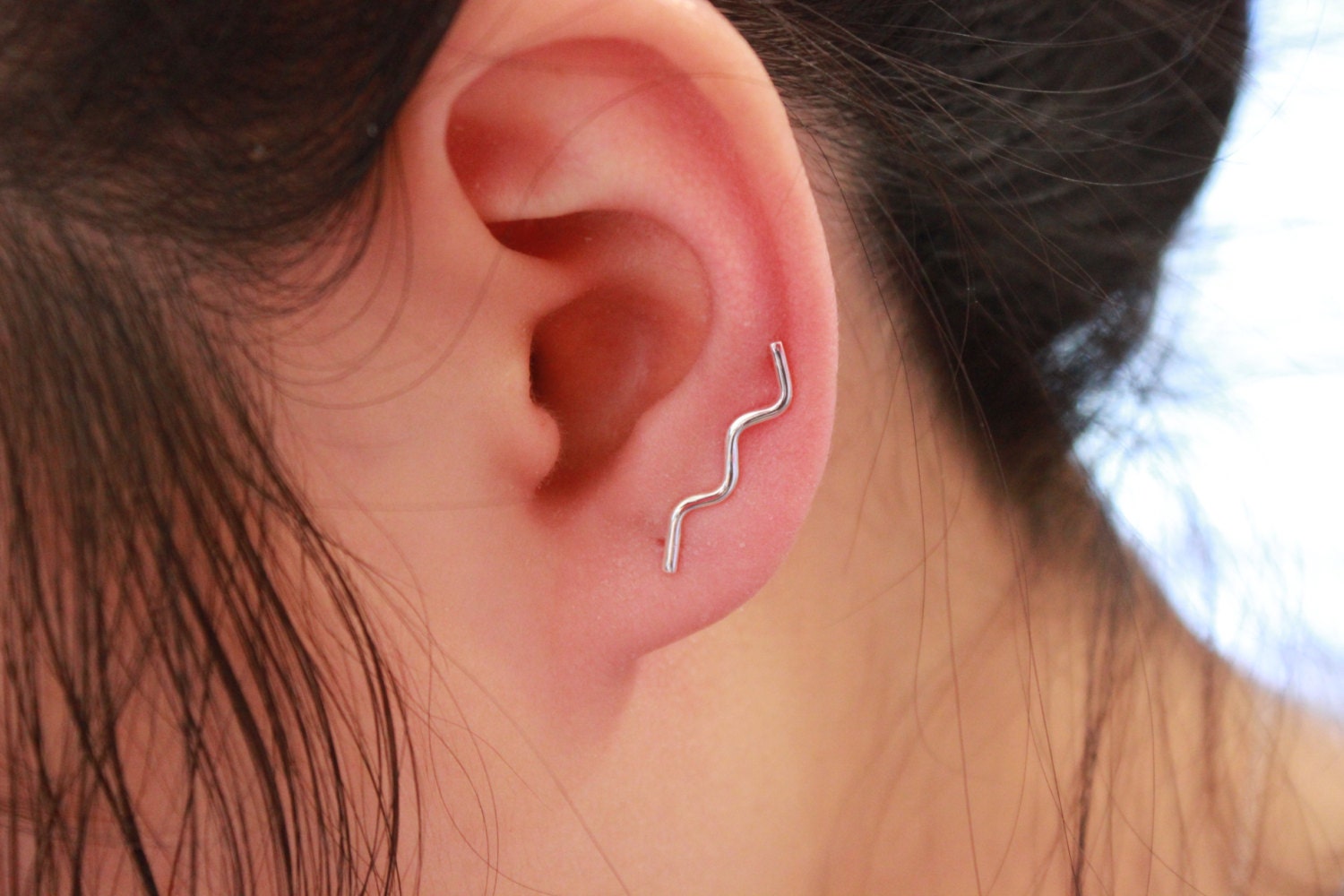 Sterling Silver Zig zag Ear Cuff Wave Ear Climber Ear Jacket