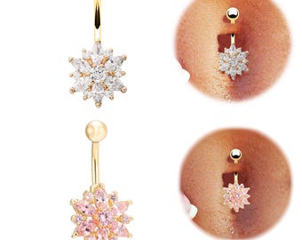 Flower belly ring | Etsy