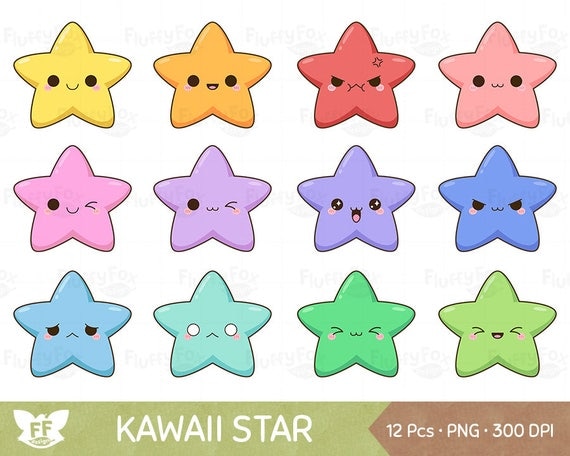 Kawaii Star Clipart Cute Stars Clip Art Galaxy Happy Funny