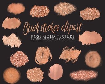 Gold Brush Strokes Clipart blush & gold metallic glitter