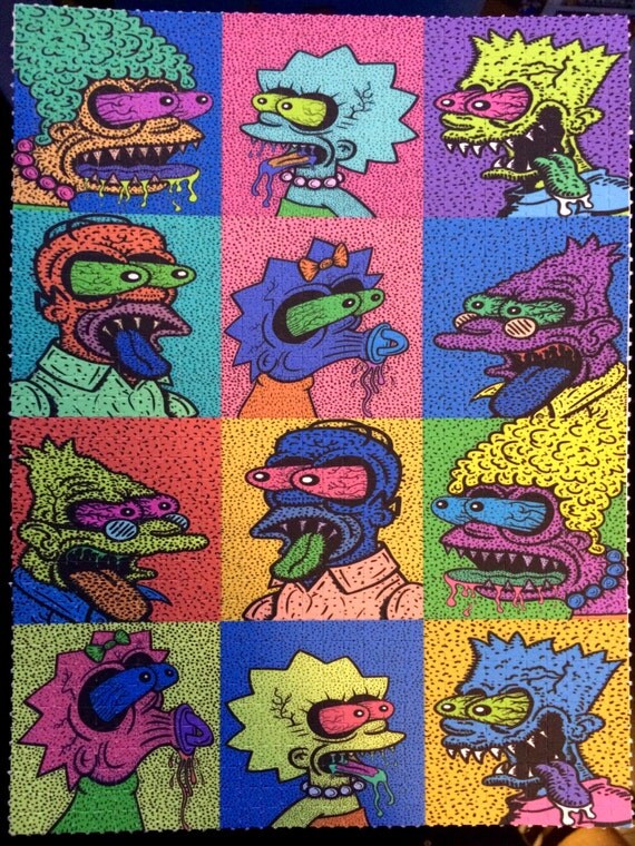 Simpsons on acid 12 panel large blotter art sheet
