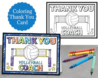 PRINTABLE Volleyball Coach Card Thank You Team by BlueOwlPrints