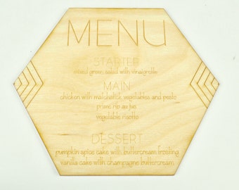 Engraved menu | Etsy