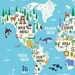 Animal World Map Print Kids World Map Poster Nursery World