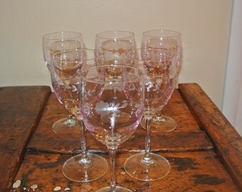 Pink stemware | Etsy